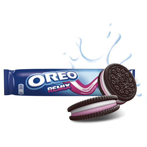 Oreo Remix Ciastka kakaowe z nadzieniem o smaku waniliowo-malinowym ...